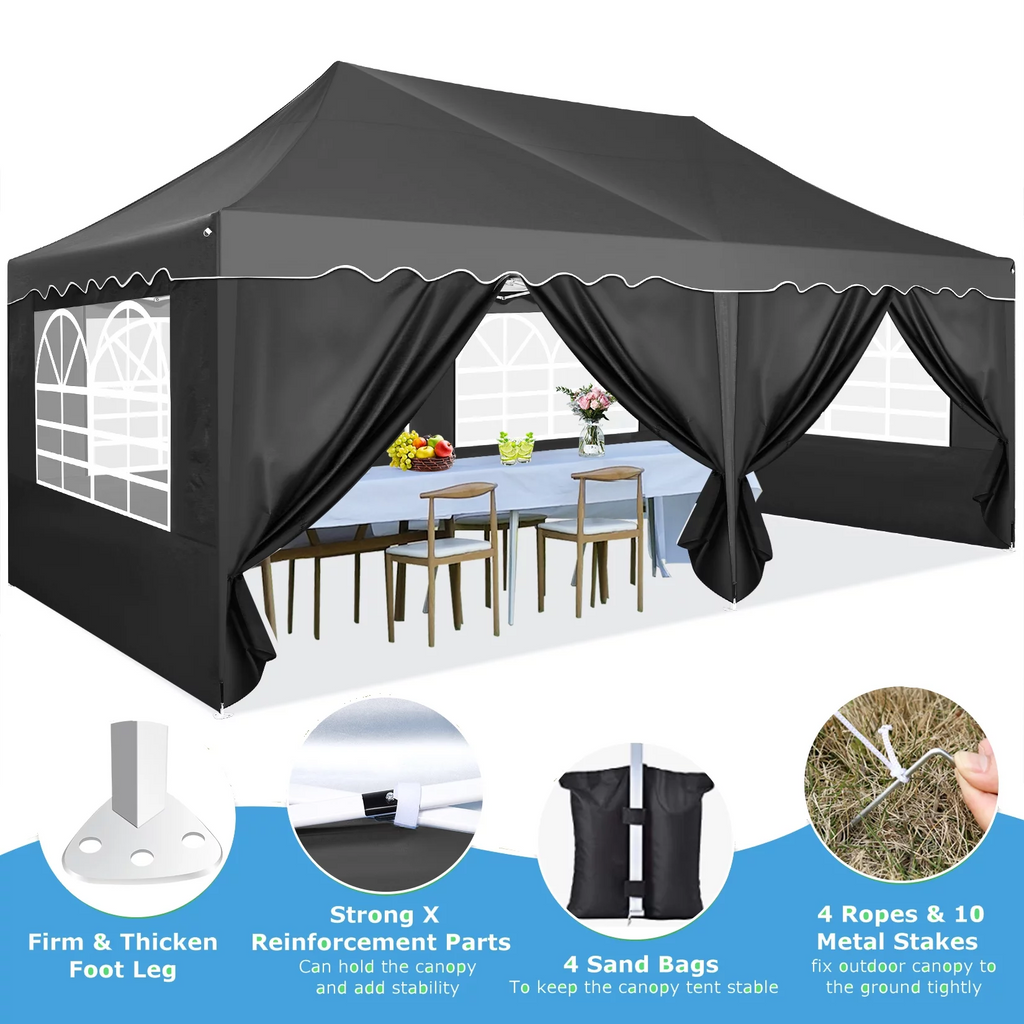 YUEBO Canopy 10' x 20' Pop Up Canopy Tent Heavy Duty Waterproof Adjust ...