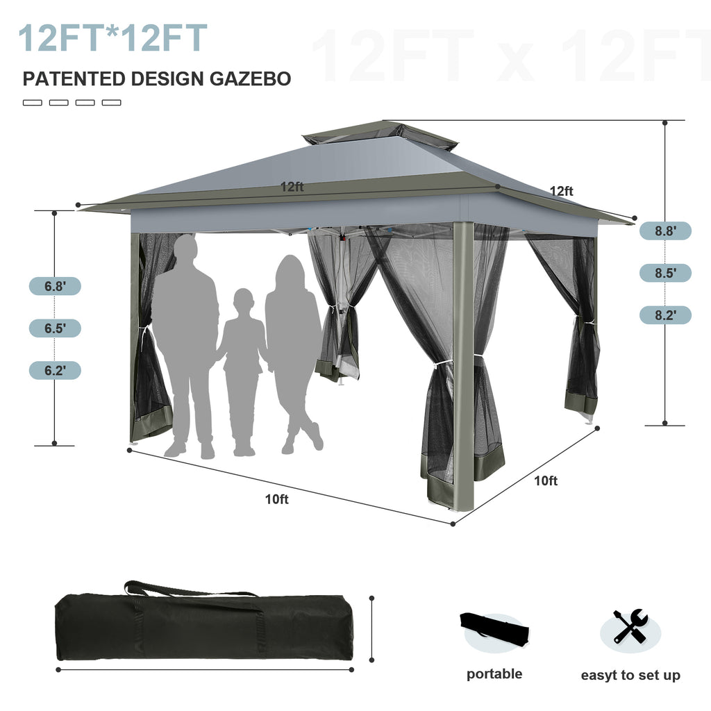 HOTEEL 12'x12' HOME Outdoor Pop-up Patio Gazebo with Expansion Bolts ...