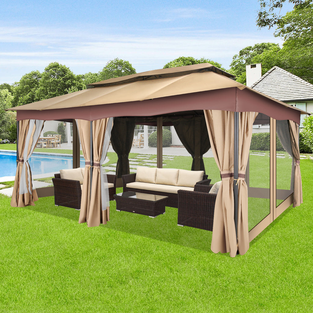 COBIZI Outdoor Gazebo 12x20 Patio Gazebo with Netting and Curtains Wat