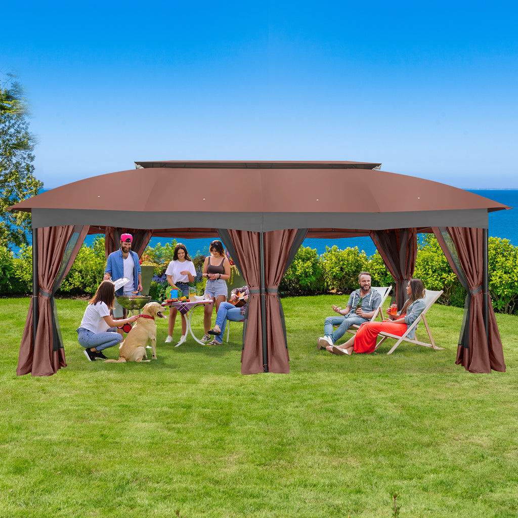 COBIZI Gazebo 12x20 Heavy Duty Patio Gazebo with Mosquito Netting Deck