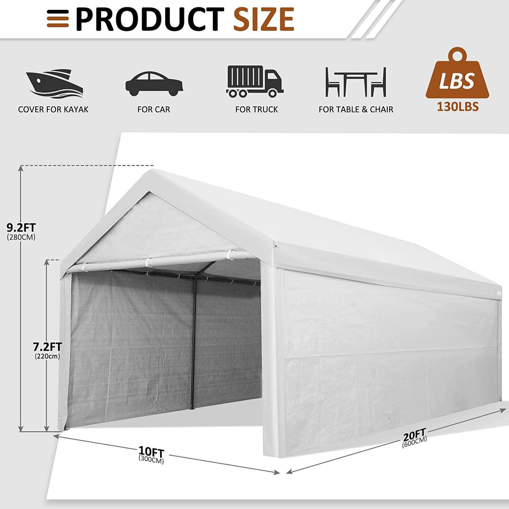 COBIZI 10X20ft Heavy Duty Canopy with Removable Sidewall, Upgraded Out