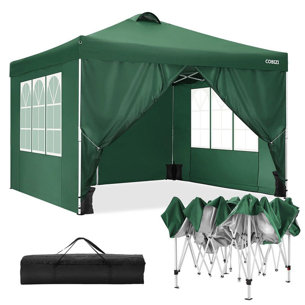 COBIZI Pop Up Canopy Shade Waterproof Tent 10'x10' With Sidewalls Vent