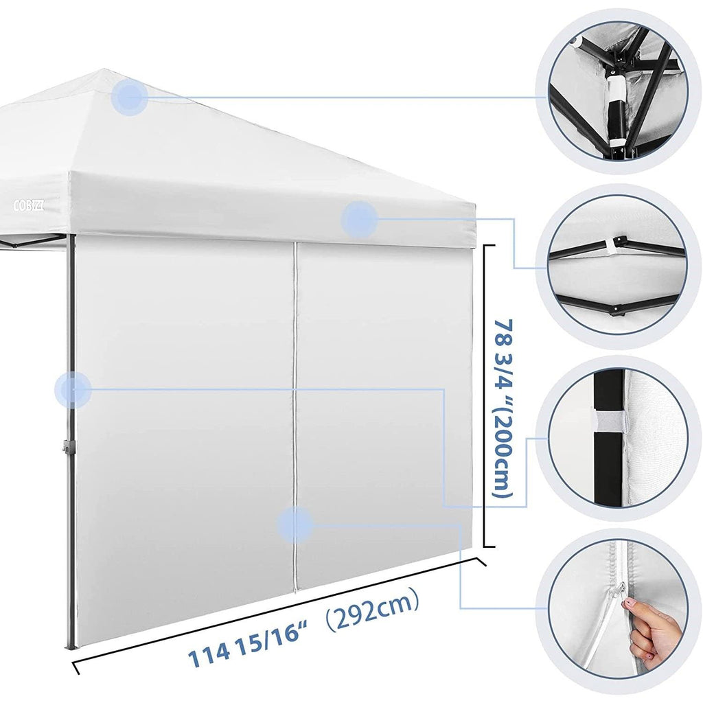 COBIZI Pop Up Canopy Sidewall Instant Canopy Wall 10'X10' with Zipper