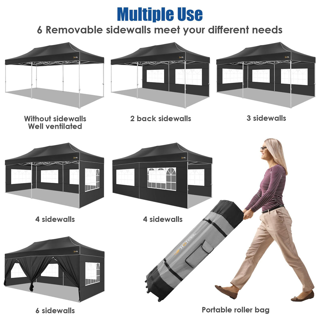 HOTEEL 10x20 Pop up Canopy with 6 Removable Sidewalls Heavy Duty Party ...
