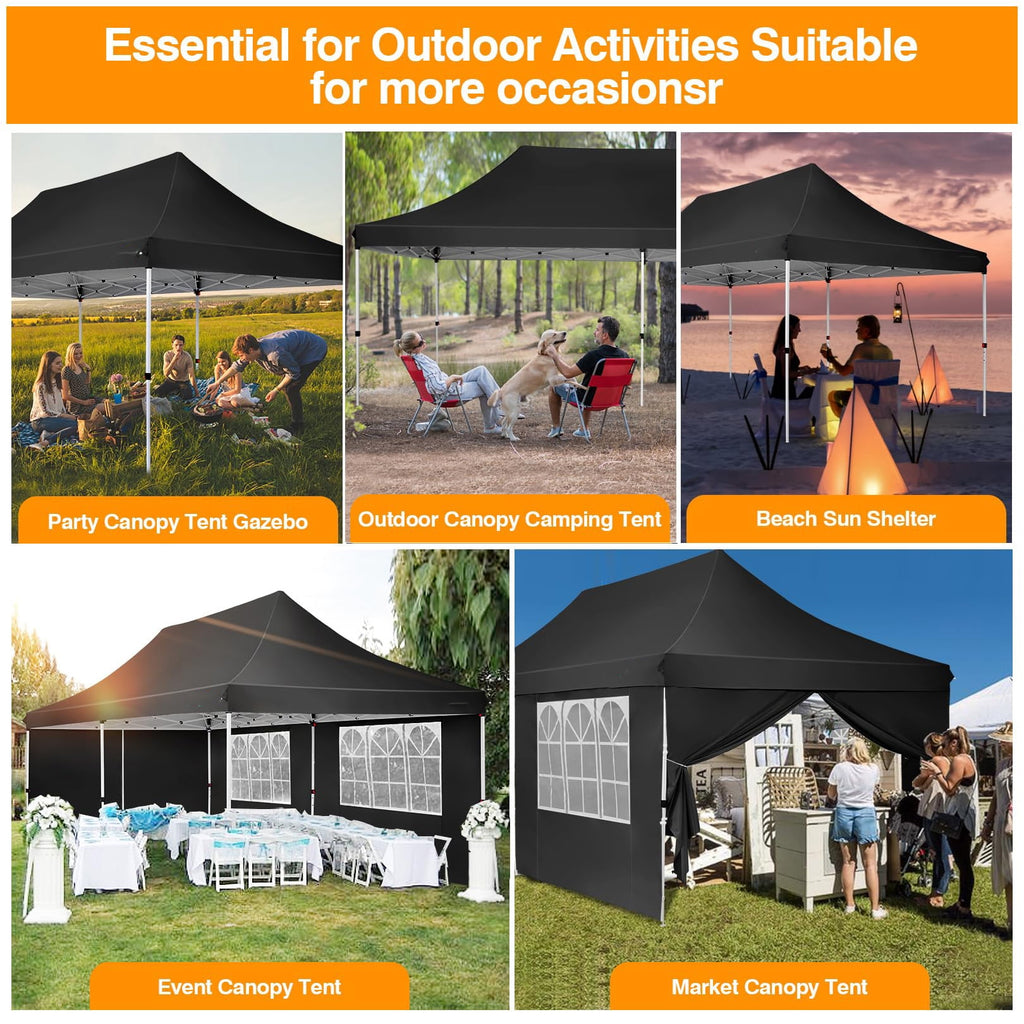YUEBO 10'x20' Ez Pop Up Canopy Tent Commercial Instant Canopies with 6 ...